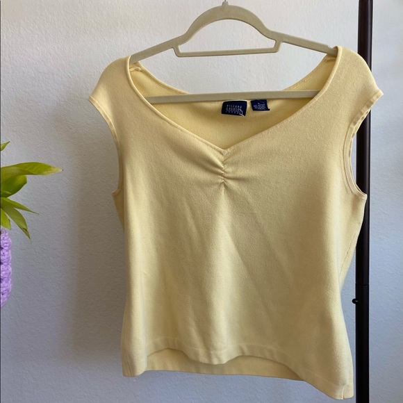 Hillard & Hanson | Tops | Vintage Soft Yellow Ribbed Top | Poshmark